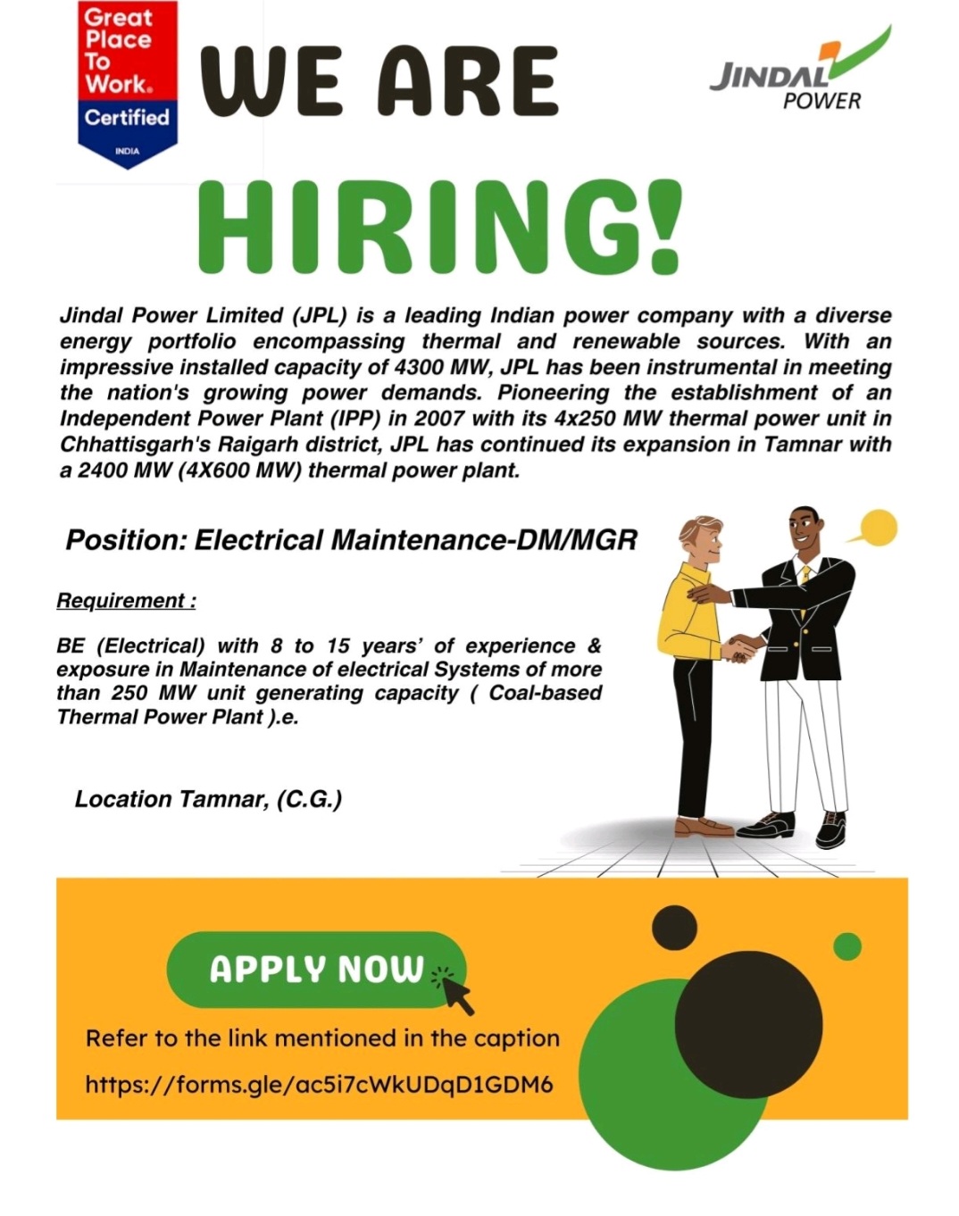 Jindal Power Ltd Hiring| Electrical Maintenance| BE| BTech.| Power ...